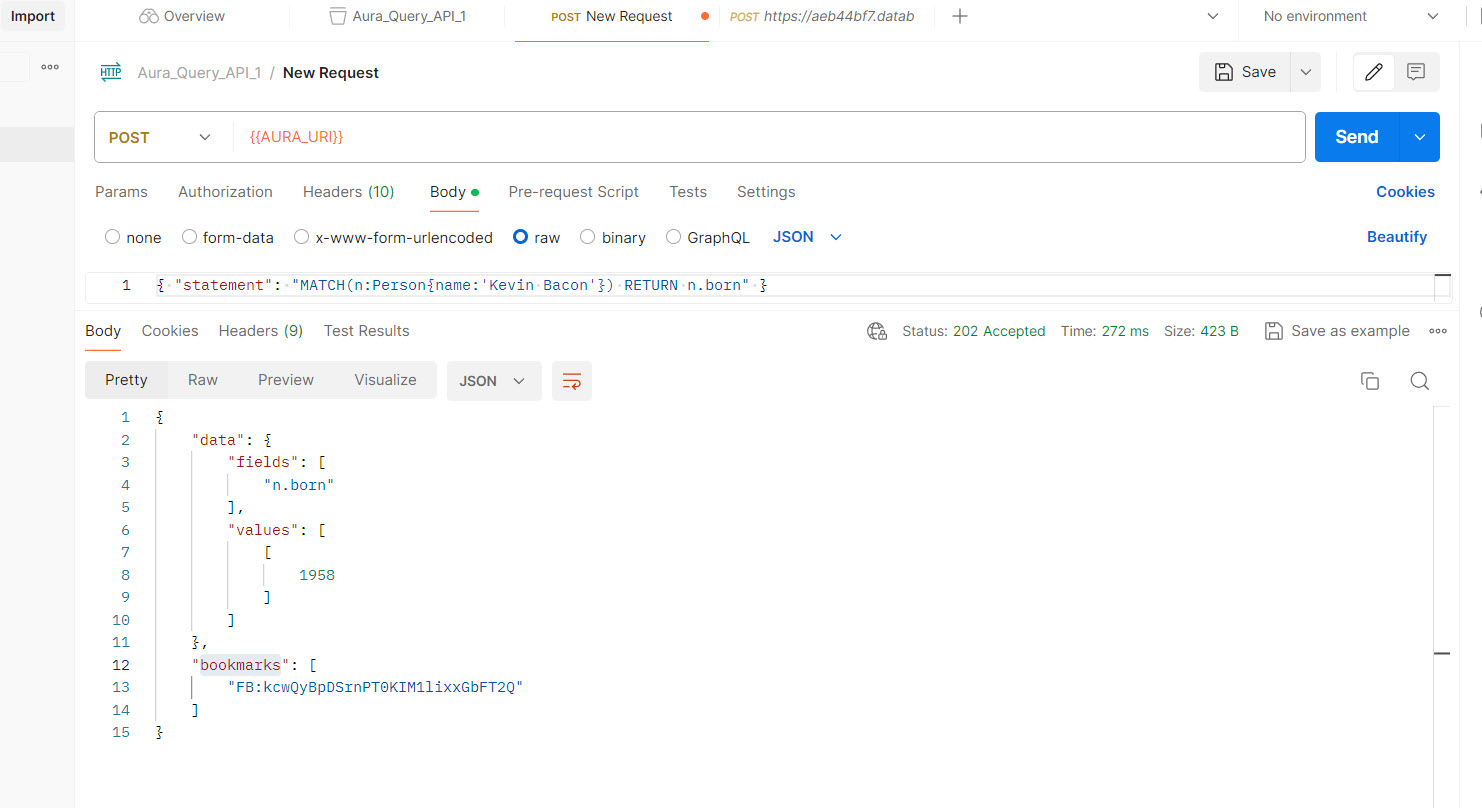 Neo4j Query API for Aura - configuration and Testing in Postman