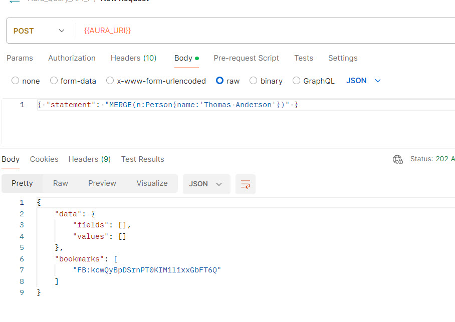 Neo4j Query API for Aura - configuration and Testing in Postman