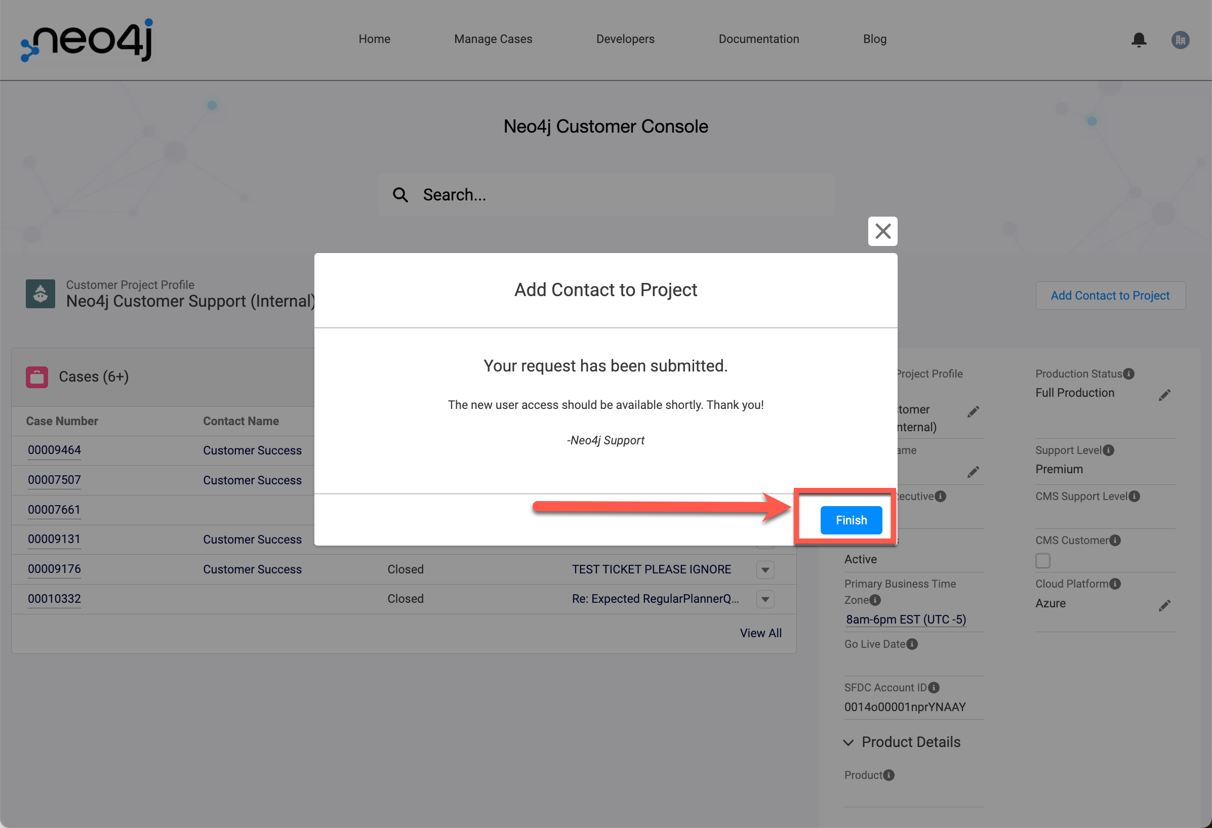 Customer Portal: Add Contact to Project